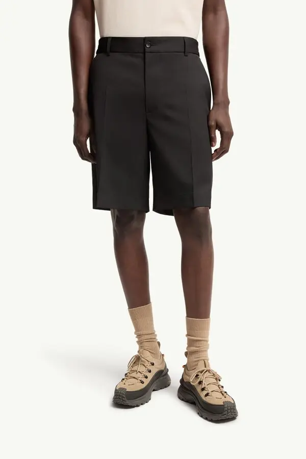 Moncler Wool Blend Gabardine Bermuda Shorts