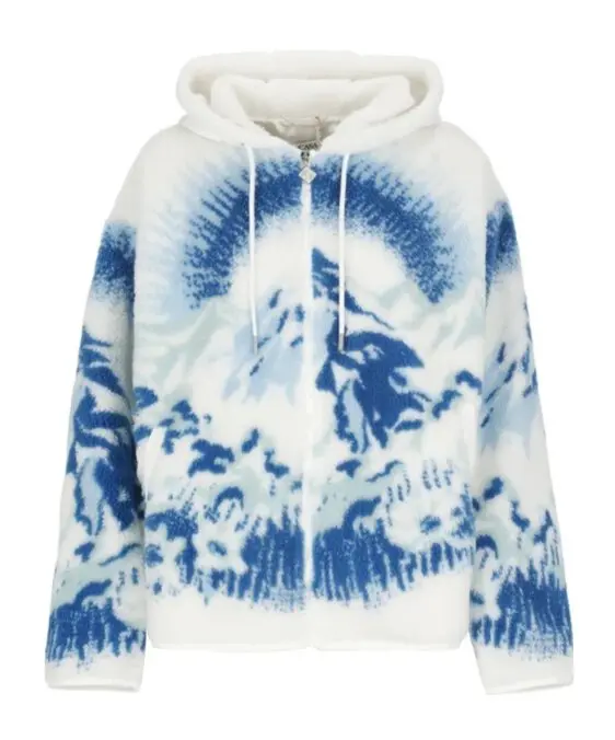 Casablanca Hooded Fleece Zip-up Jacket - Blue