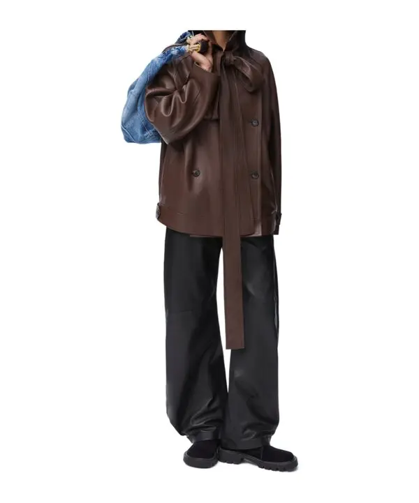 Loewe Double-breasted Bow Jacket In Nappa Lambskin