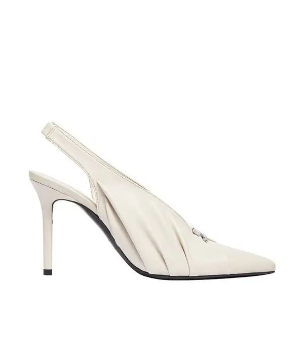 COURREGES Draped Faux Leather Slingbacks - White