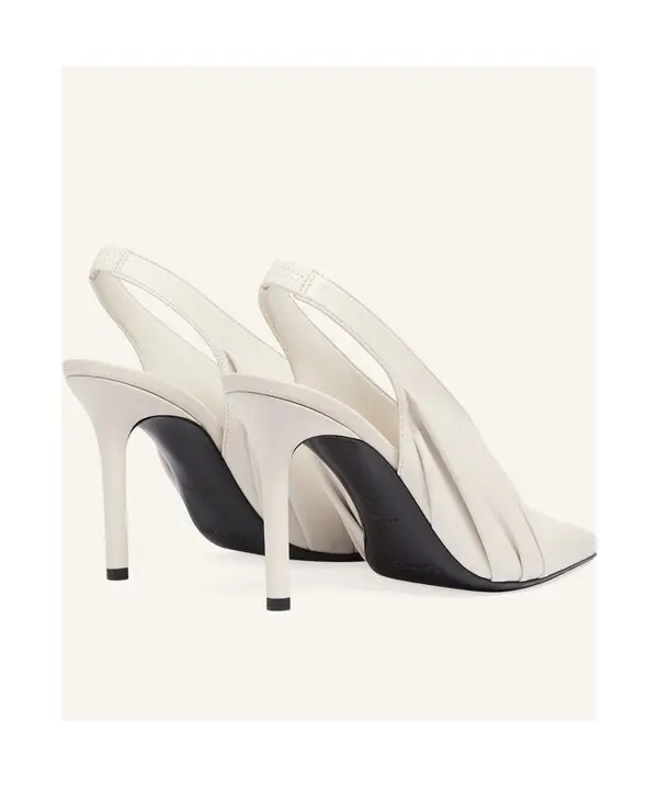 COURREGES Draped Faux Leather Slingbacks - White