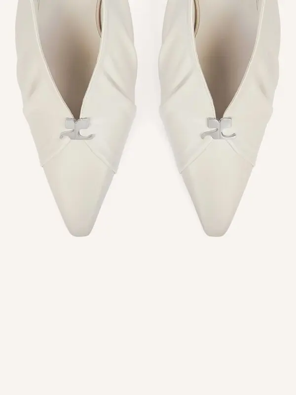 COURREGES Draped Faux Leather Slingbacks - White