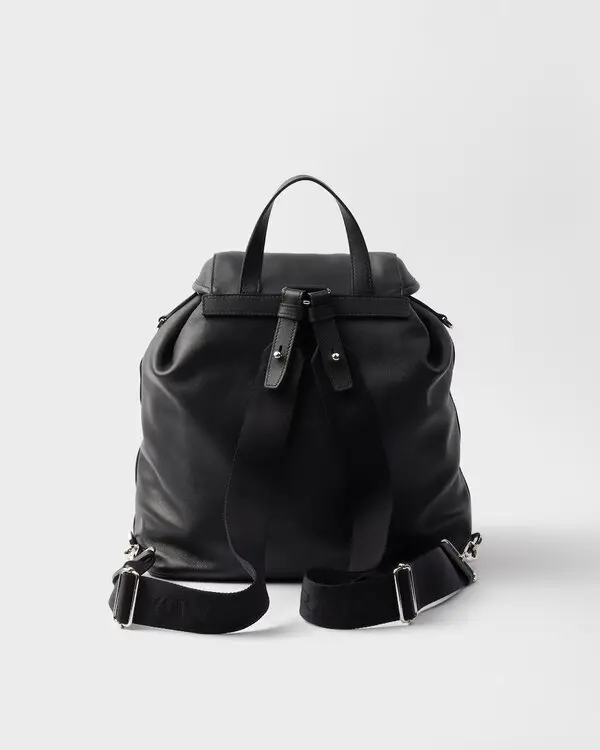 Prada Medium Leather Backpack - Black