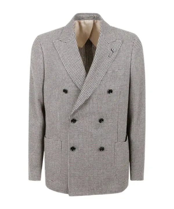LARDINI Houndstooth Double-breasted Blazer