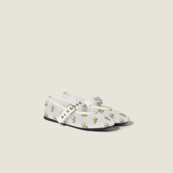Miu Miu Embroidered Mesh Ballerinas