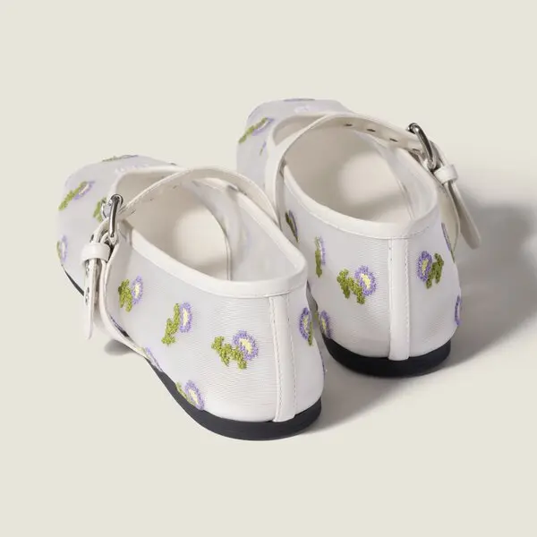 Miu Miu Embroidered Mesh Ballerinas