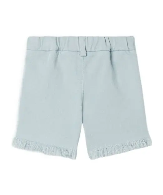 Fendi Cotton Denim Baby Bermuda Shorts With Ff Embroidery