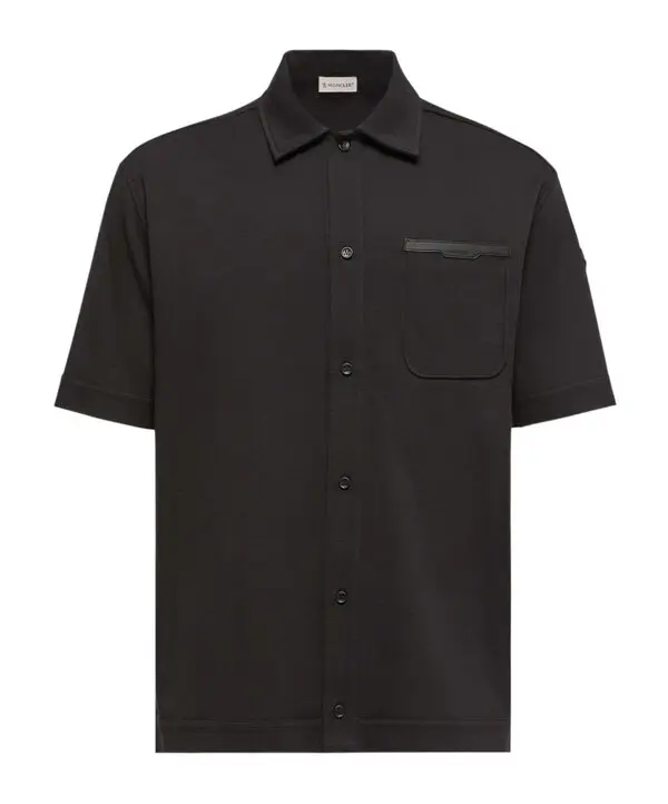 Moncler Leather Logo Cotton Short Sleeve Shirt