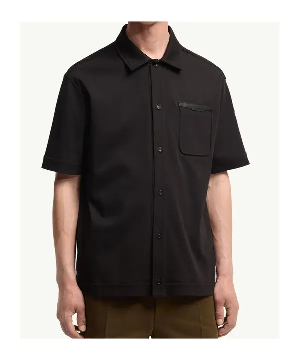 Moncler Leather Logo Cotton Short Sleeve Shirt