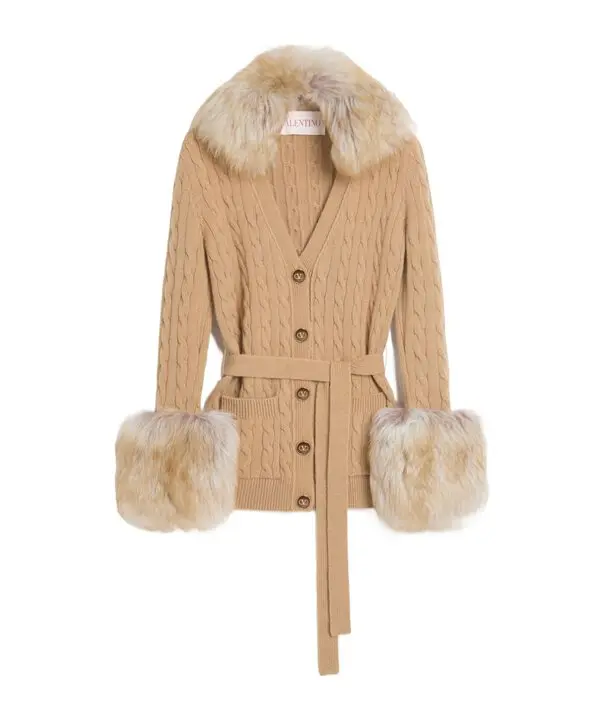 Valentino Garavani Cashmere Cardigan - Camel