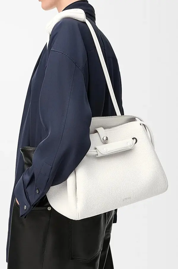 Loewe Medium Madrid Bag In Supple Grained Calfskin - White