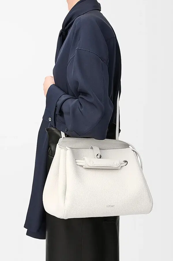 Loewe Medium Madrid Bag In Supple Grained Calfskin - White