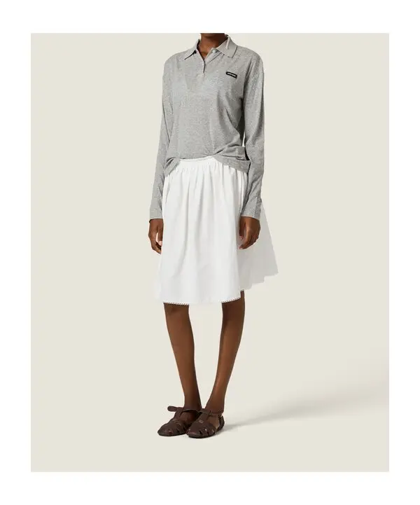 Miu Miu Long-sleeved Jersey Polo Shirt - Grey