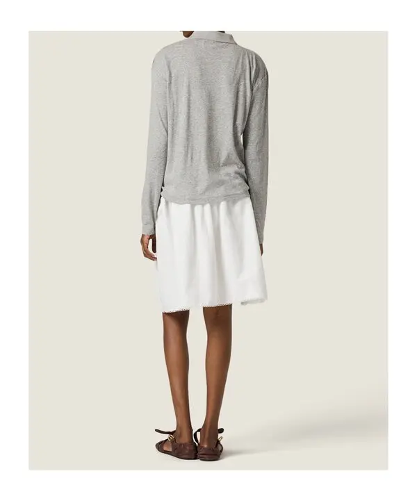 Miu Miu Long-sleeved Jersey Polo Shirt - Grey