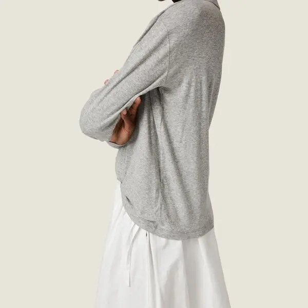 Miu Miu Long-sleeved Jersey Polo Shirt - Grey
