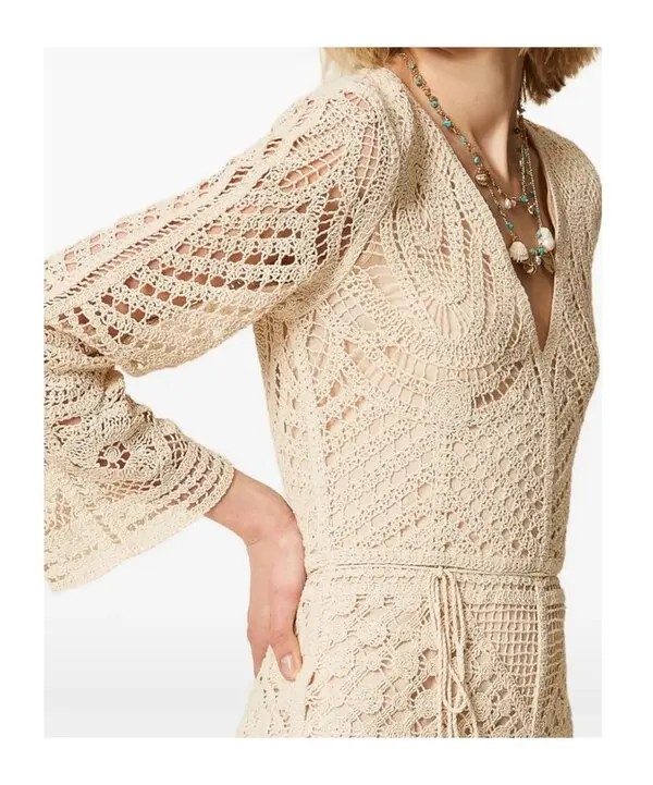 TWINSET Crochet Knit V-neck Playsuit