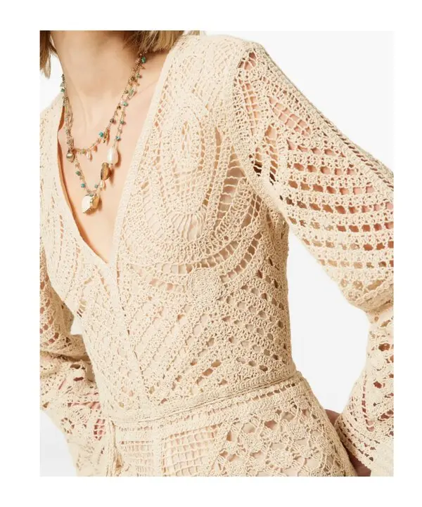 TWINSET Crochet Knit V-neck Playsuit