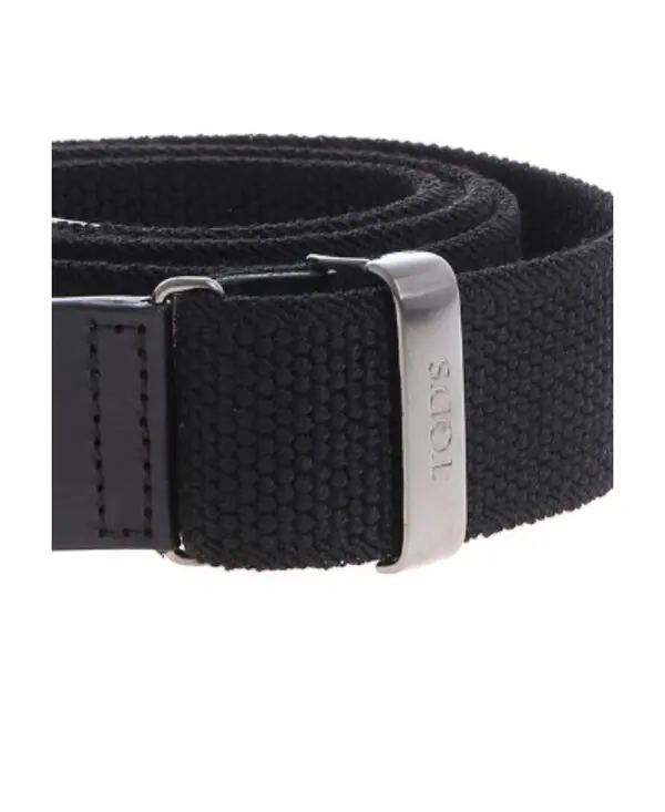 TOD'S Cotton Belt With Silver Buckle - Black