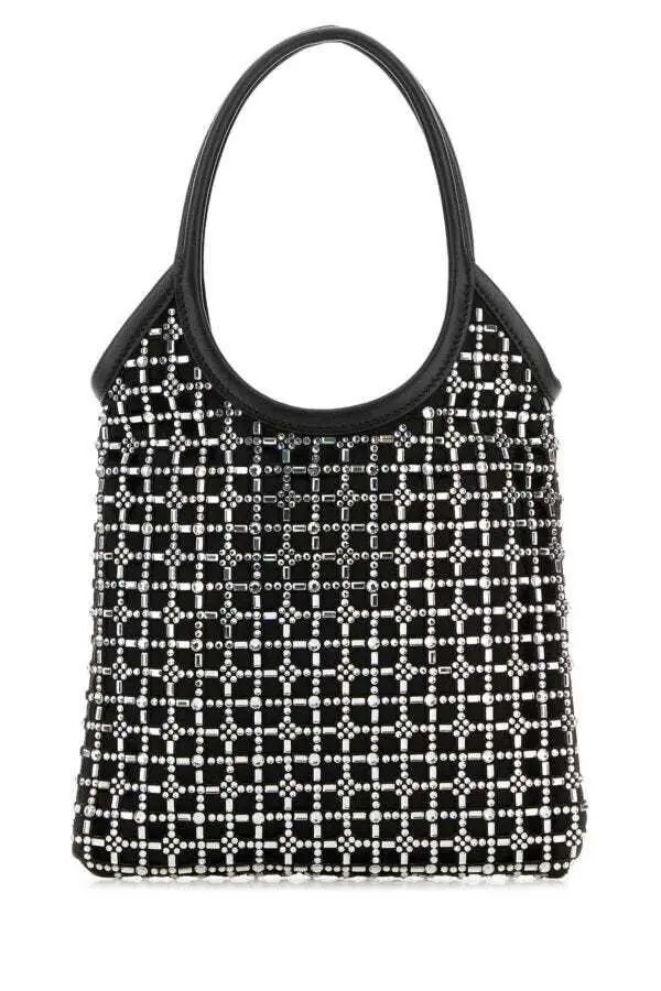 Miu Miu Ivy Satin Handbag With Synthetic Crystals