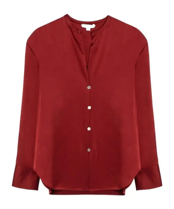 Vince Long-sleeved V-neck Button-up Shirt - Red