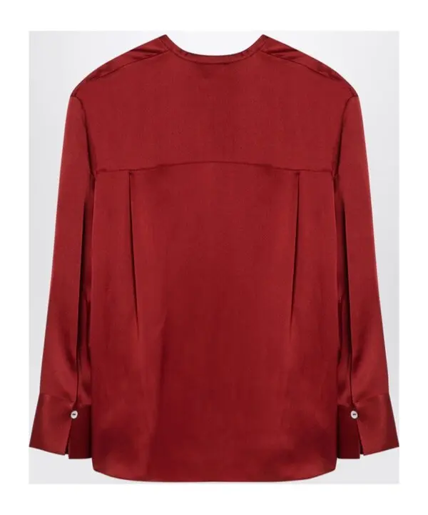 Vince Long-sleeved V-neck Button-up Shirt - Red