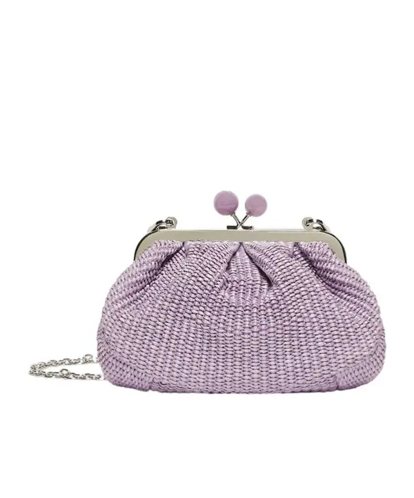 Max Mara Small Raffia Textured Shoulder Bag - Lavender