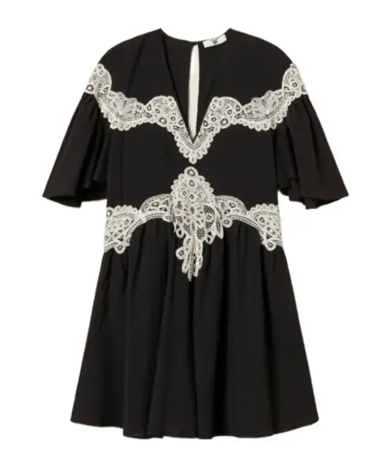 TWINSET Lace V-neck Mini Dress
