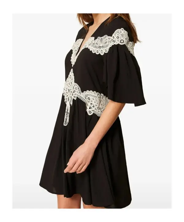 TWINSET Lace V-neck Mini Dress