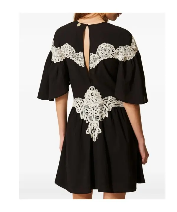 TWINSET Lace V-neck Mini Dress