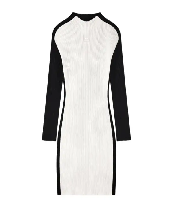 COURREGES Contrast-frame Ribbed-knit Mini Dress