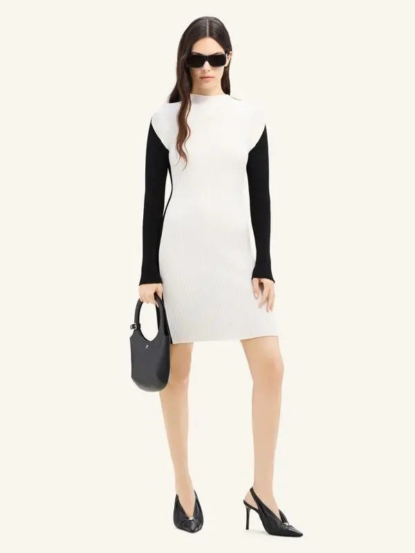 COURREGES Contrast-frame Ribbed-knit Mini Dress