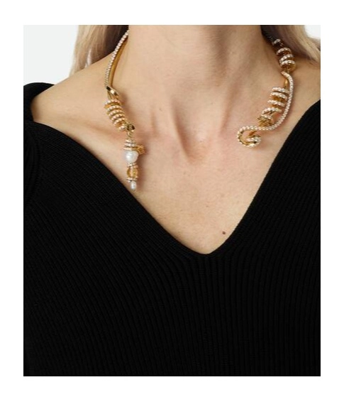 Bottega Veneta Twisted Pearl And Cubic Zirconia Necklace