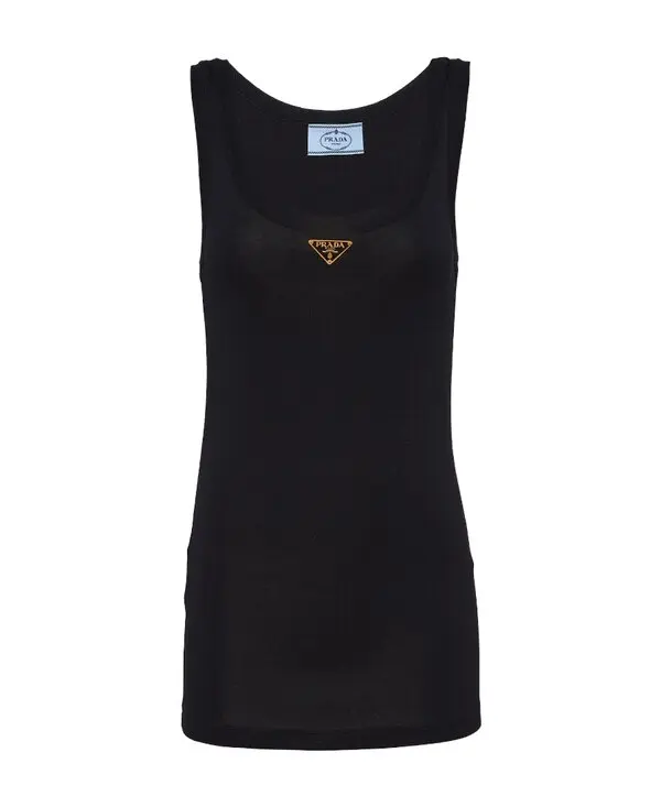 Prada Ribbed Knit Jersey Tank Top