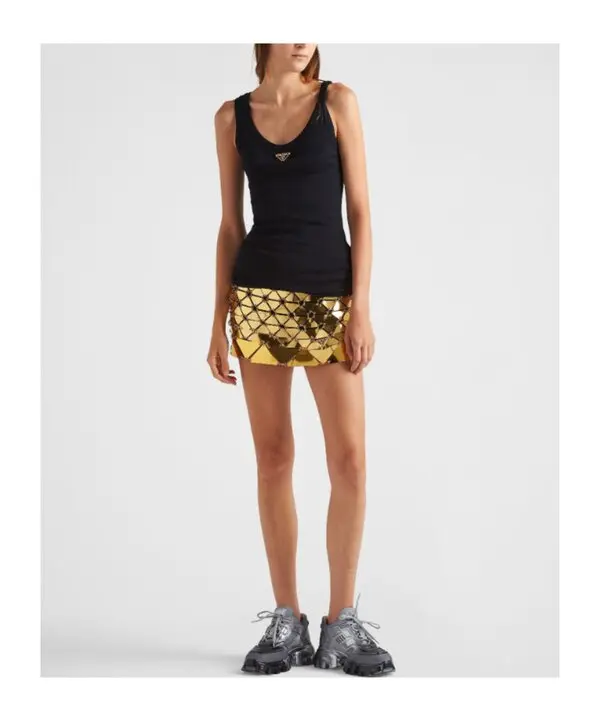 Prada Ribbed Knit Jersey Tank Top