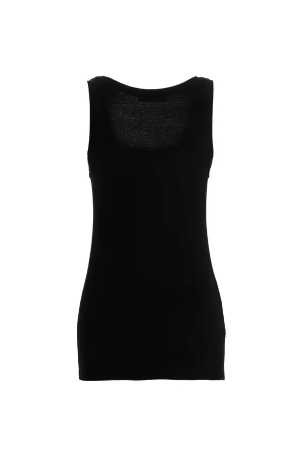 Prada Ribbed Knit Jersey Tank Top With Enameled Logo