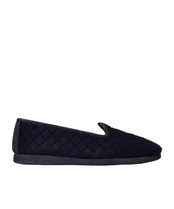 Loro Piana Quilted Slipper Shoes - Navy Blue