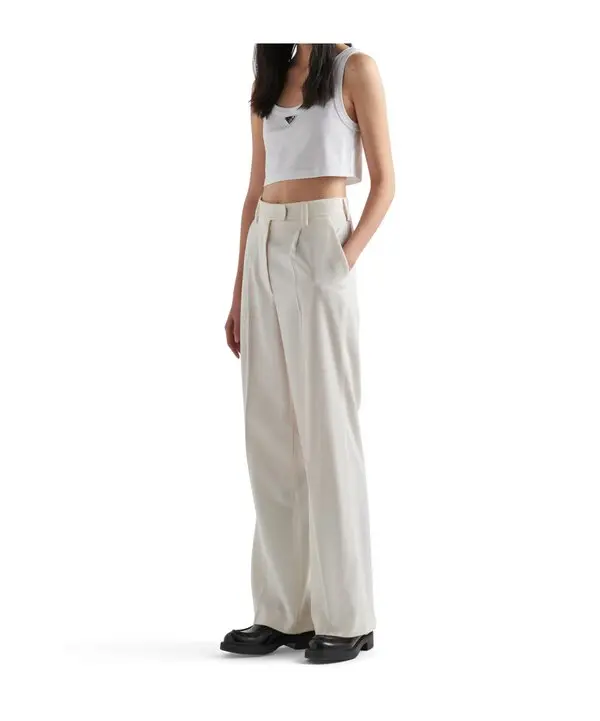 Prada Tailored Ribbed Knit Cropped Top