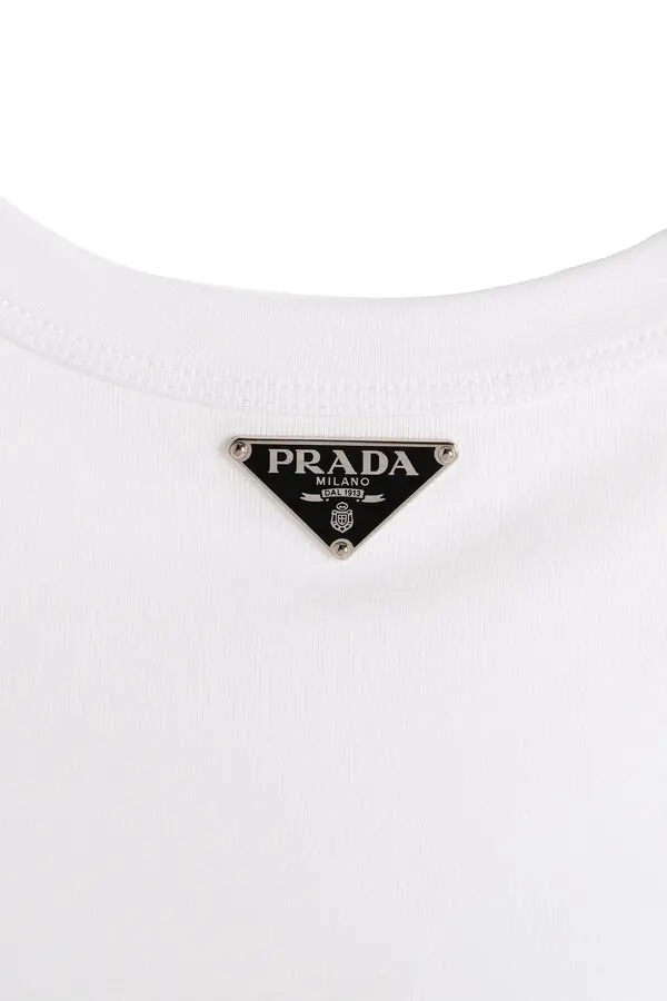 Prada Tailored Ribbed Knit Cropped Top