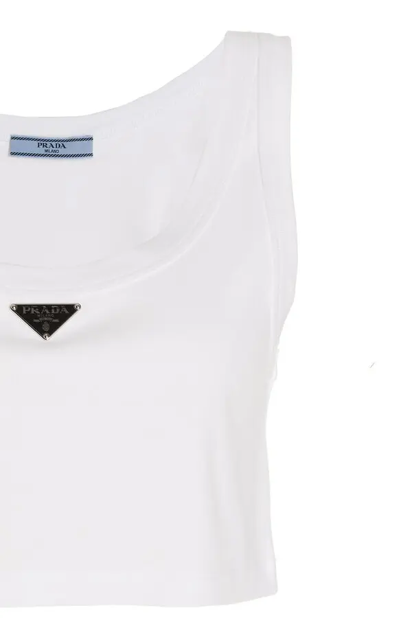 Prada Tailored Ribbed Knit Cropped Top