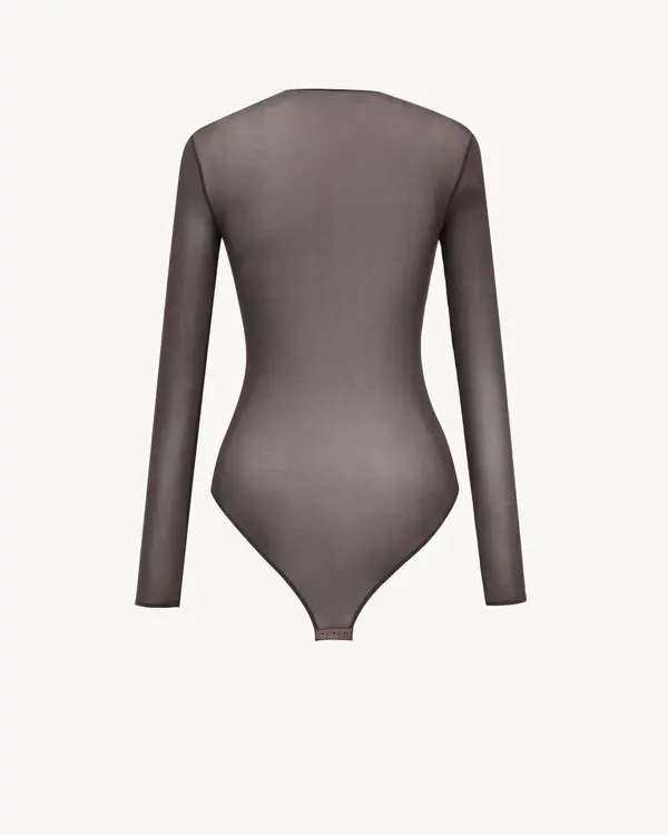 Saint Laurent Crewneck Bodysuit In Jersey - Black