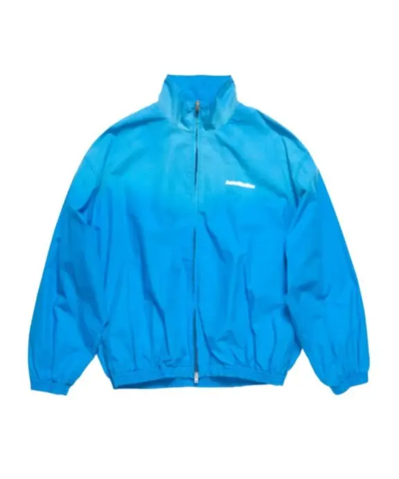 Acne Studios Logo Print Zip Jacket - Bright Blue