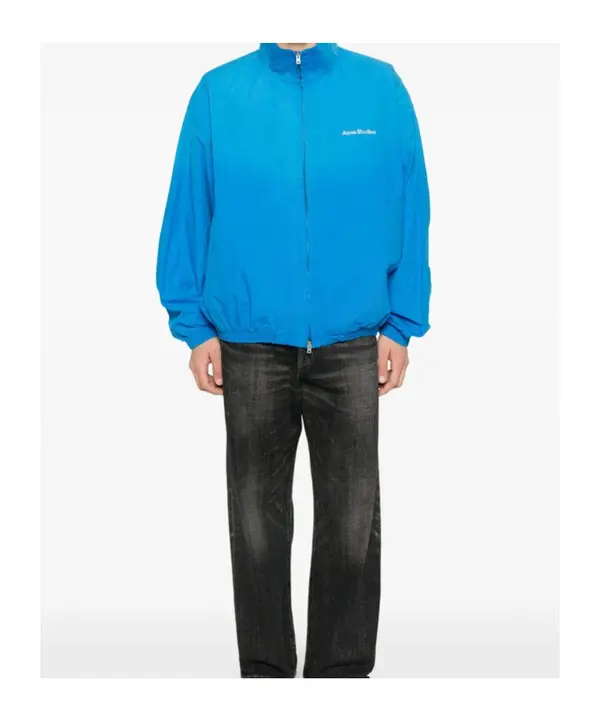 Acne Studios Logo Print Zip Jacket - Bright Blue