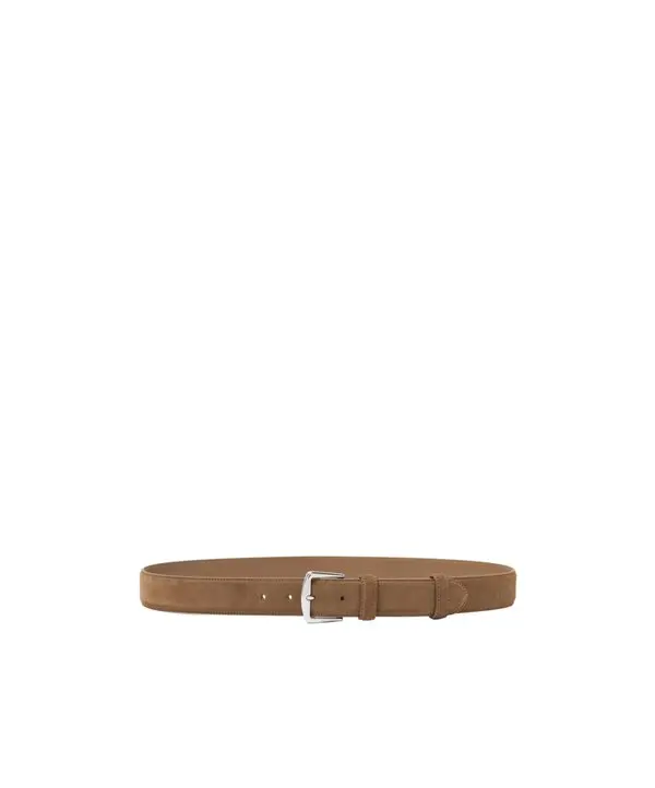 Loro Piana Suede Belt With Palladium Buckle - Dusk