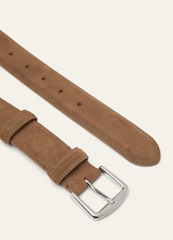 Loro Piana Suede Belt With Palladium Buckle - Dusk