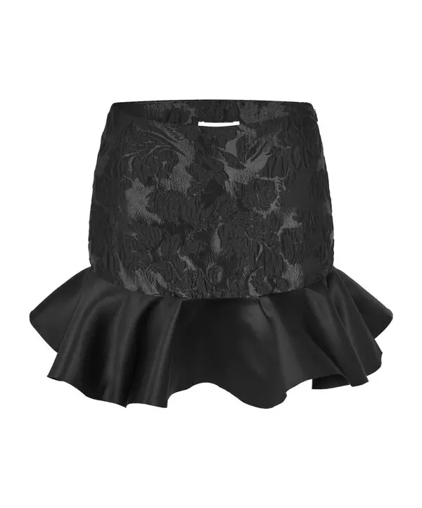 GANNI Satin Mini Skirt With Lace Trim