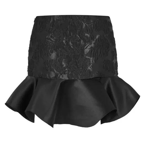 GANNI Satin Mini Skirt With Lace Trim