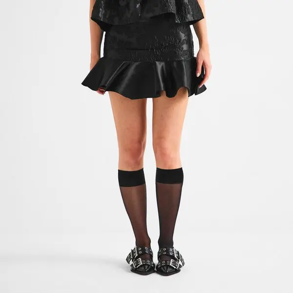 GANNI Satin Mini Skirt With Lace Trim