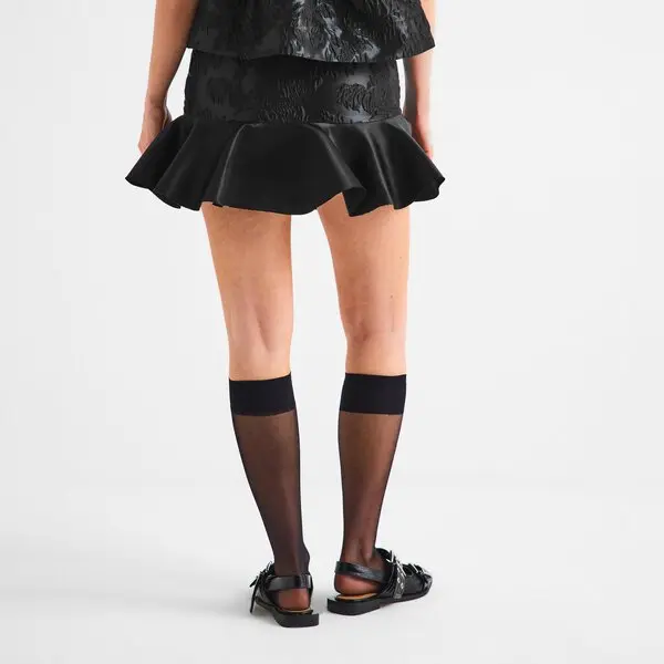 GANNI Satin Mini Skirt With Lace Trim