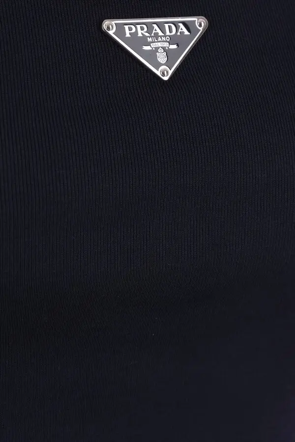 Prada Logo Plaque Sleeveless Tank Top