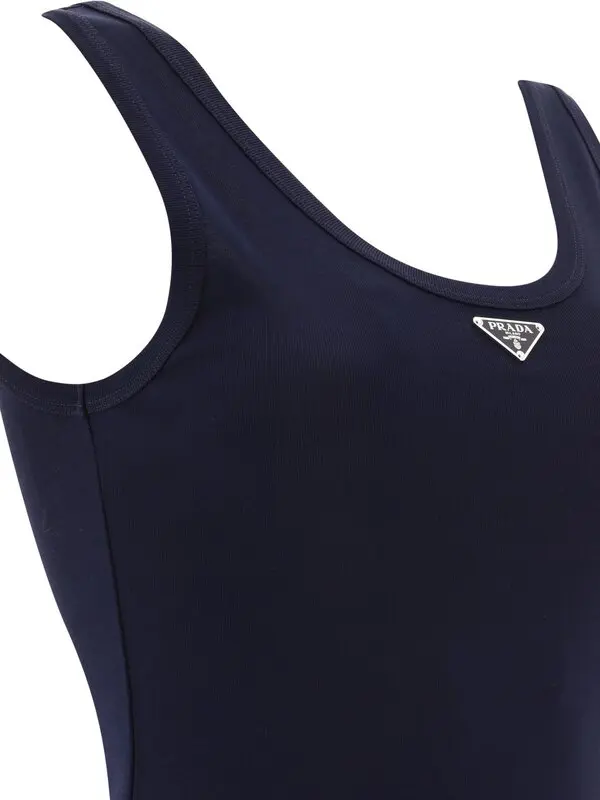Prada Logo Plaque Sleeveless Tank Top
